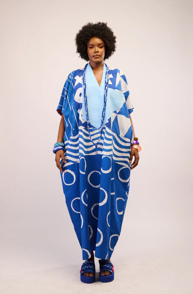 Dye Lab Agbada Joseph Maxi - Blue Stripes