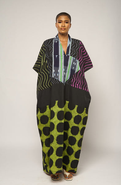 Dye Lab Agbada Joseph Maxi - Blue Stripes