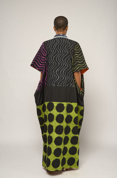 Dye Lab Agbada Joseph Maxi - Blue Stripes